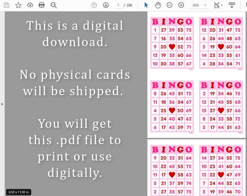 500 Valentine’s Day Bingo Cards Pdf Download, 1, 2, and 4 per Page ...