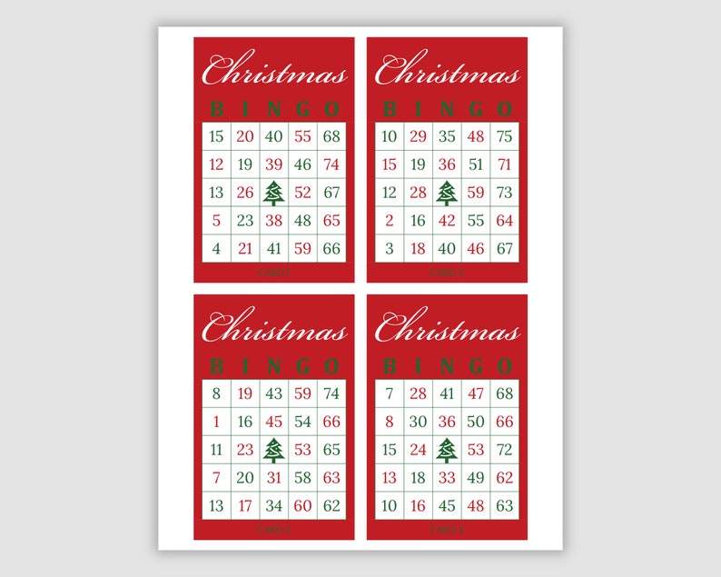 200 Christmas Bingo Cards Pdf Download, 1, 2, and 4 per Page, Instant ...