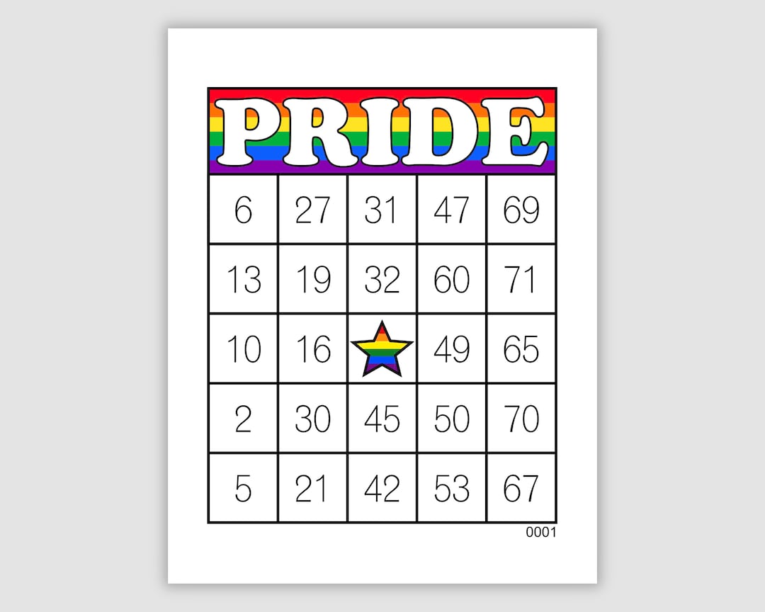 500 Pride Bingo Cards Pdf Download, 1, 2, and 4 per Page, Instant ...