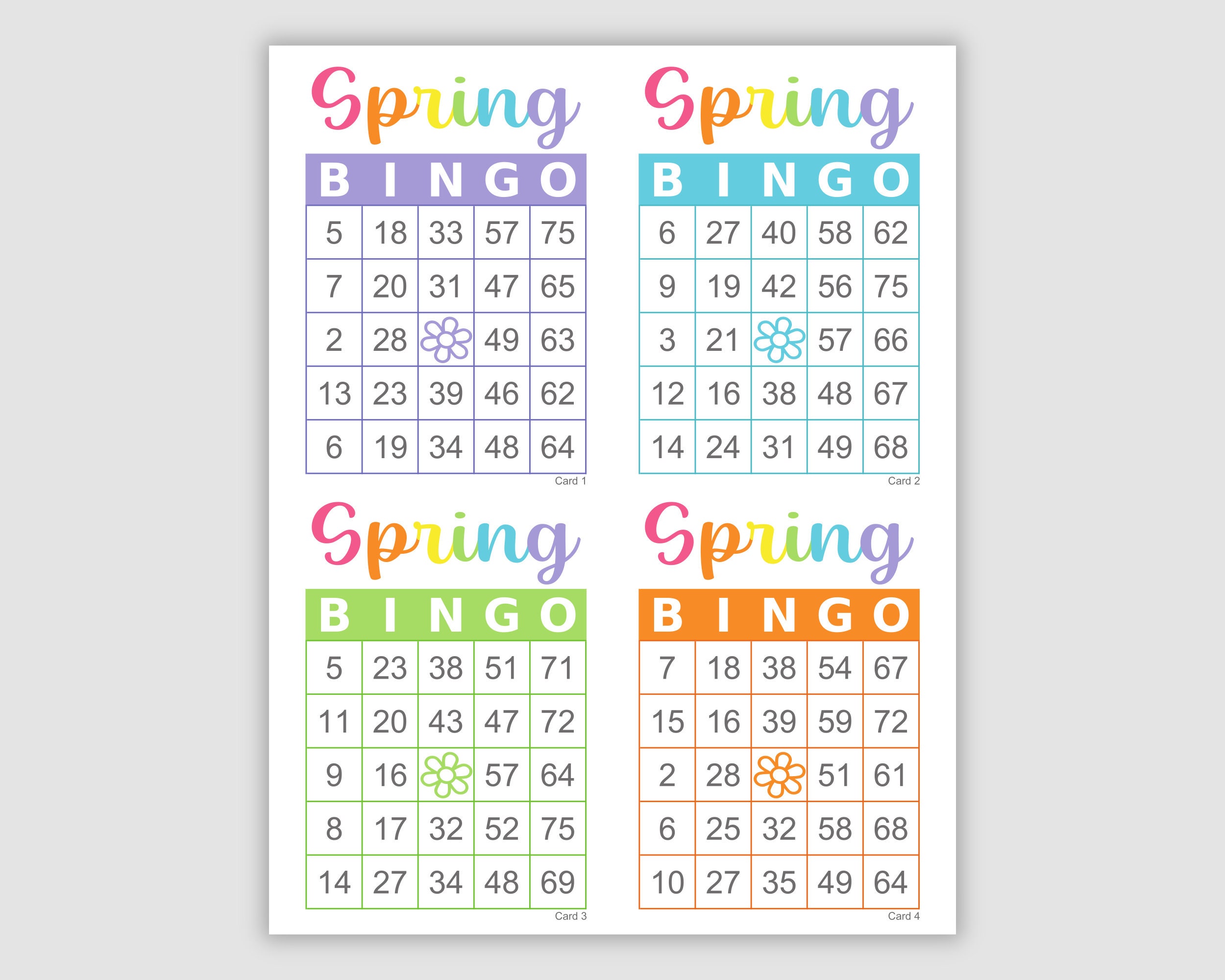 1000 Bingo Cards, Pdf Download, 1, 2, and 4 per Page, Instant Printable ...