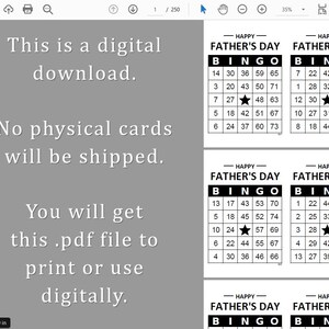 500 Father's Day Bingo Cards Pdf Download, 1, 2, and 4 per Page, Black ...