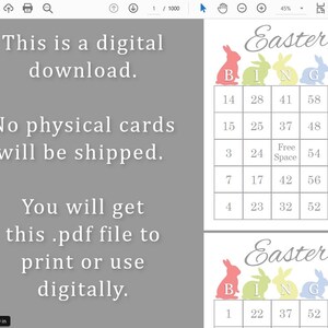 1000 Easter Bingo Cards Pdf Download, 1, 2, and 4 per Page, 75 Call ...