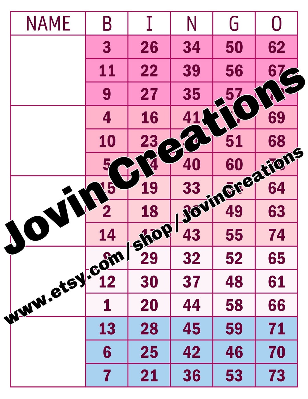 5 Boards Plus Blank, Block Bingo Boards, Instant Pdf Download - Etsy