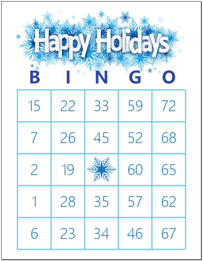 200 Happy Holidays Bingo Cards 1 per Page Blue Snowflake - Etsy