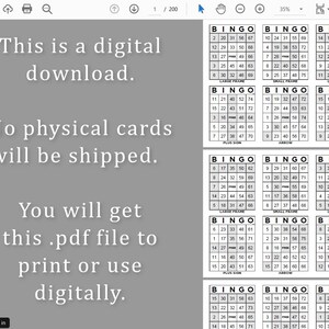 1200 Bingo Cards Pdf Download, 6 per Page and 1 per Page Jumbo Large ...