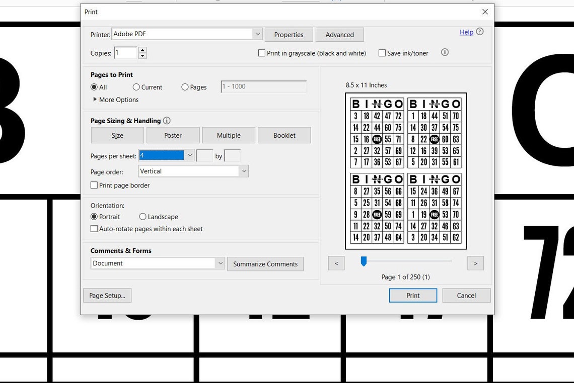 500 Jumbo Bingo Cards Pdf Download, Easily Print 1, 2, 4, 6, or 9 per ...
