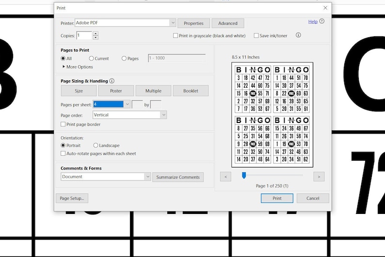 500 Jumbo Bingo Cards Pdf Download, Easily Print 1, 2, 4, 6, or 9 per ...