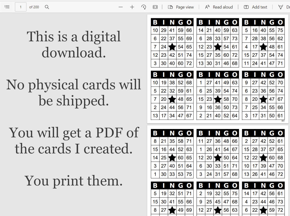 1200 Bingo Cards Pdf Download, 6 per Page, 6 and 12 Game Numbered Sets ...