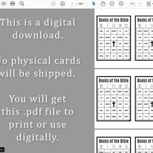 1200 Bible Bingo Cards With Clues, 1, 2, or 4 per Page, Pdf, Books of ...