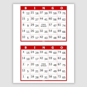 1000 Double Bingo Cards Pdf Download, 1, 2, and 4 per Page, Instant Printable Fun Party Game ...