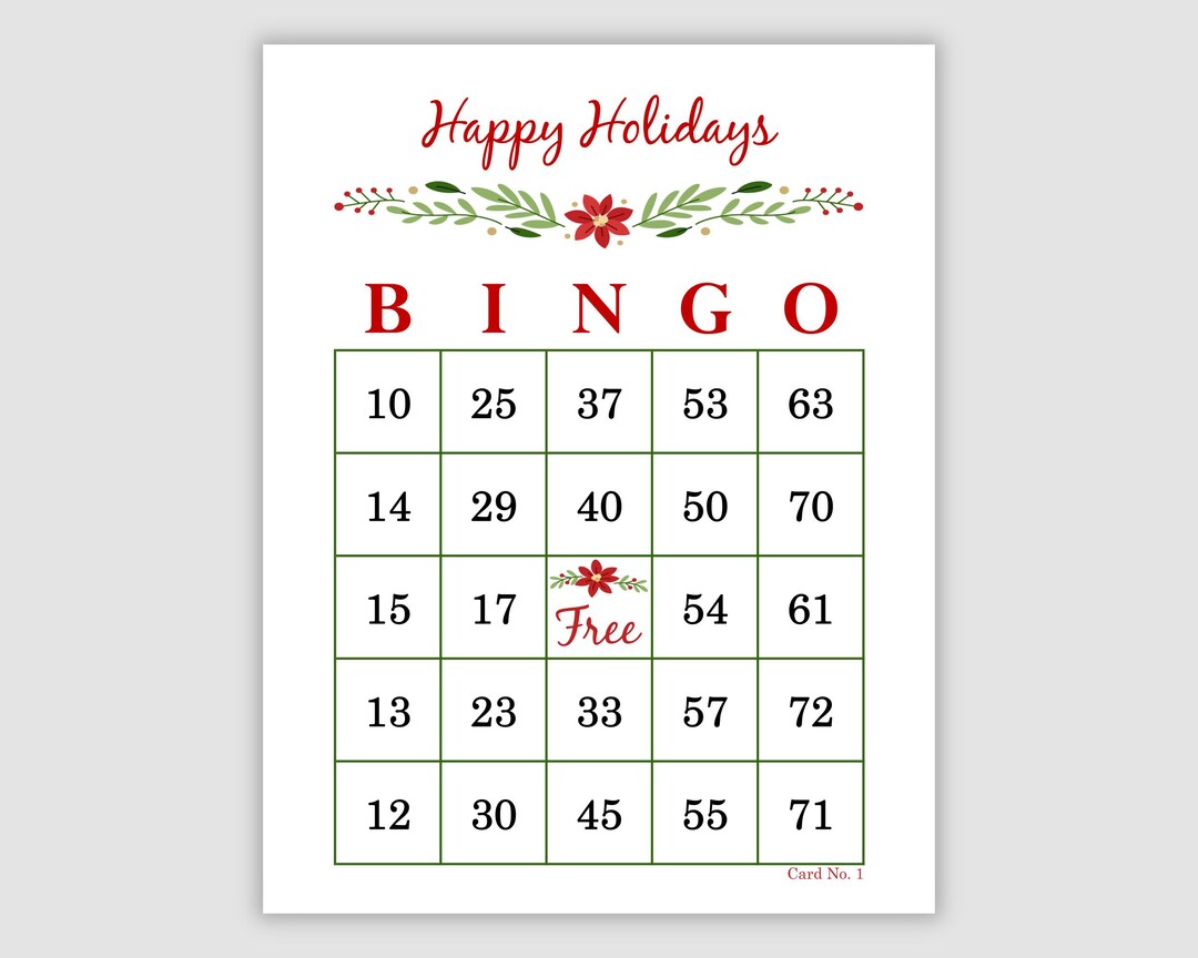 1000 Happy Holidays Bingo Cards Pdf Download, 1, 2, and 4 per Page ...
