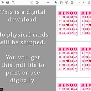 1000 Valentine’s Day Bingo Cards Pdf Download, 1, 2, and 4 per Page ...