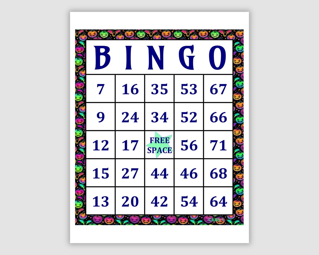 60 Halloween Bingo Cards Pdf Download, 1, 2, 4, and 6 per Page, Instant ...