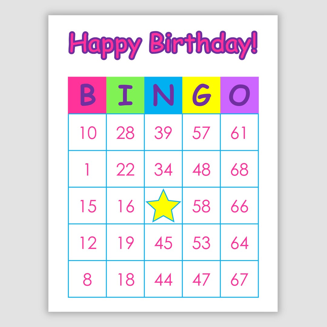 200 Birthday Bingo Cards Pdf Download, 1 per Page, 75 Call, Instant ...