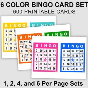 600 Bingo Cards Pdf Download, 1, 2, 4, and 6 per Page, Instant ...