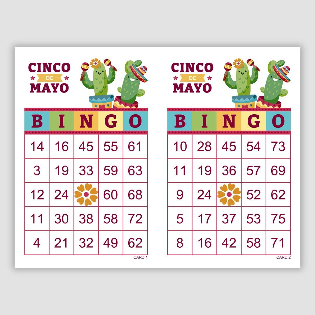 200 Cinco De Mayo Bingo Cards Pdf Download, 1 ,2, and 4 per Page, 75 ...
