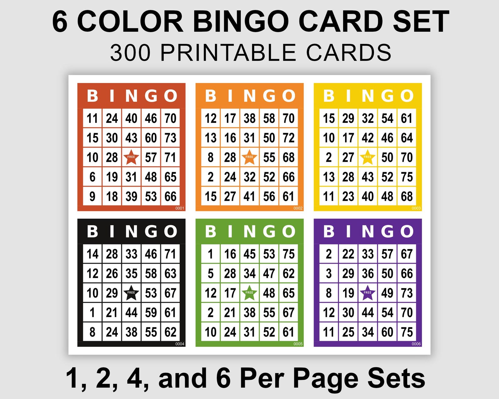 300 Bingo Cards Pdf Download, 1, 2, 4, and 6 per Page, Instant ...