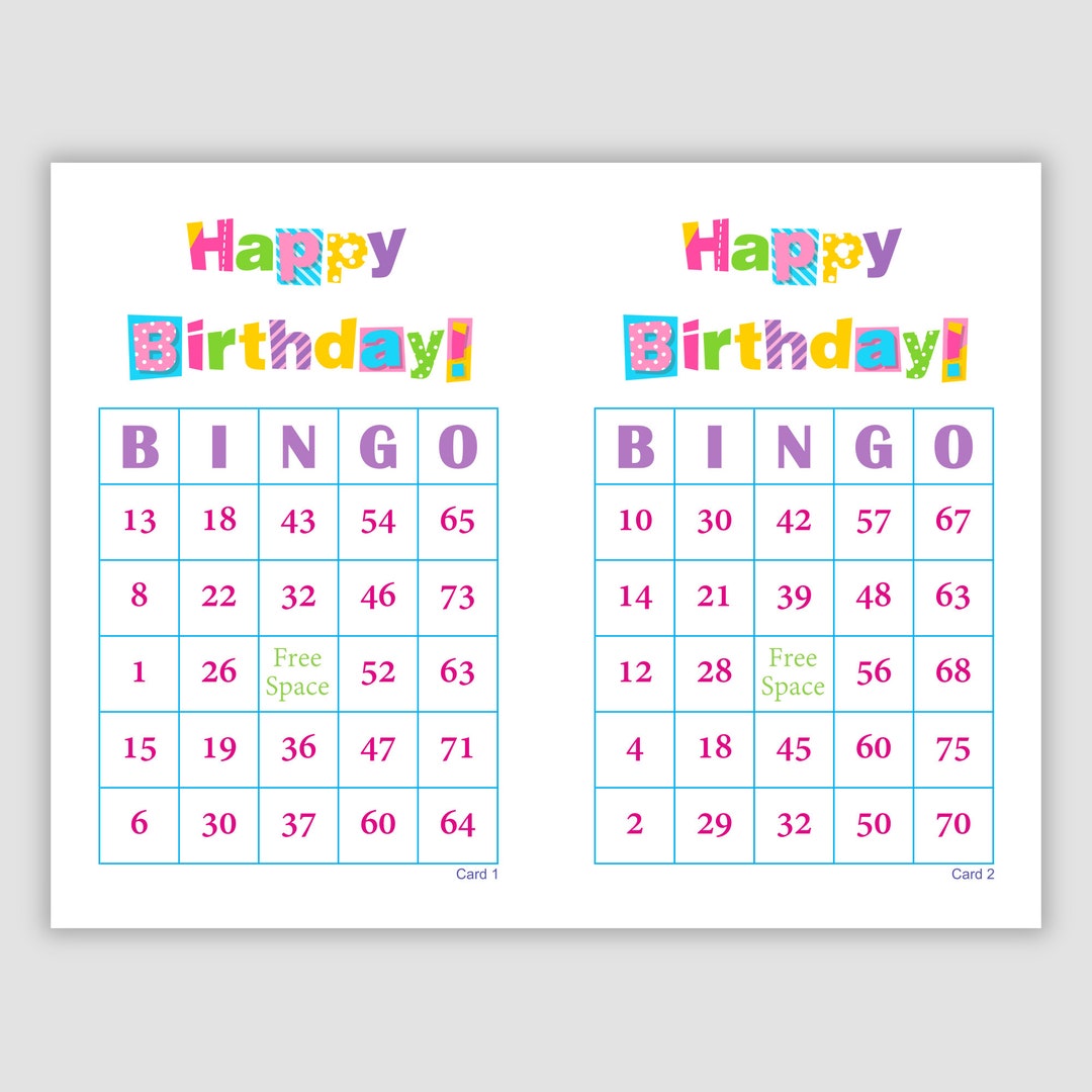 200 Birthday Bingo Cards Pdf Download, 75 Call, Instant Printable Fun ...