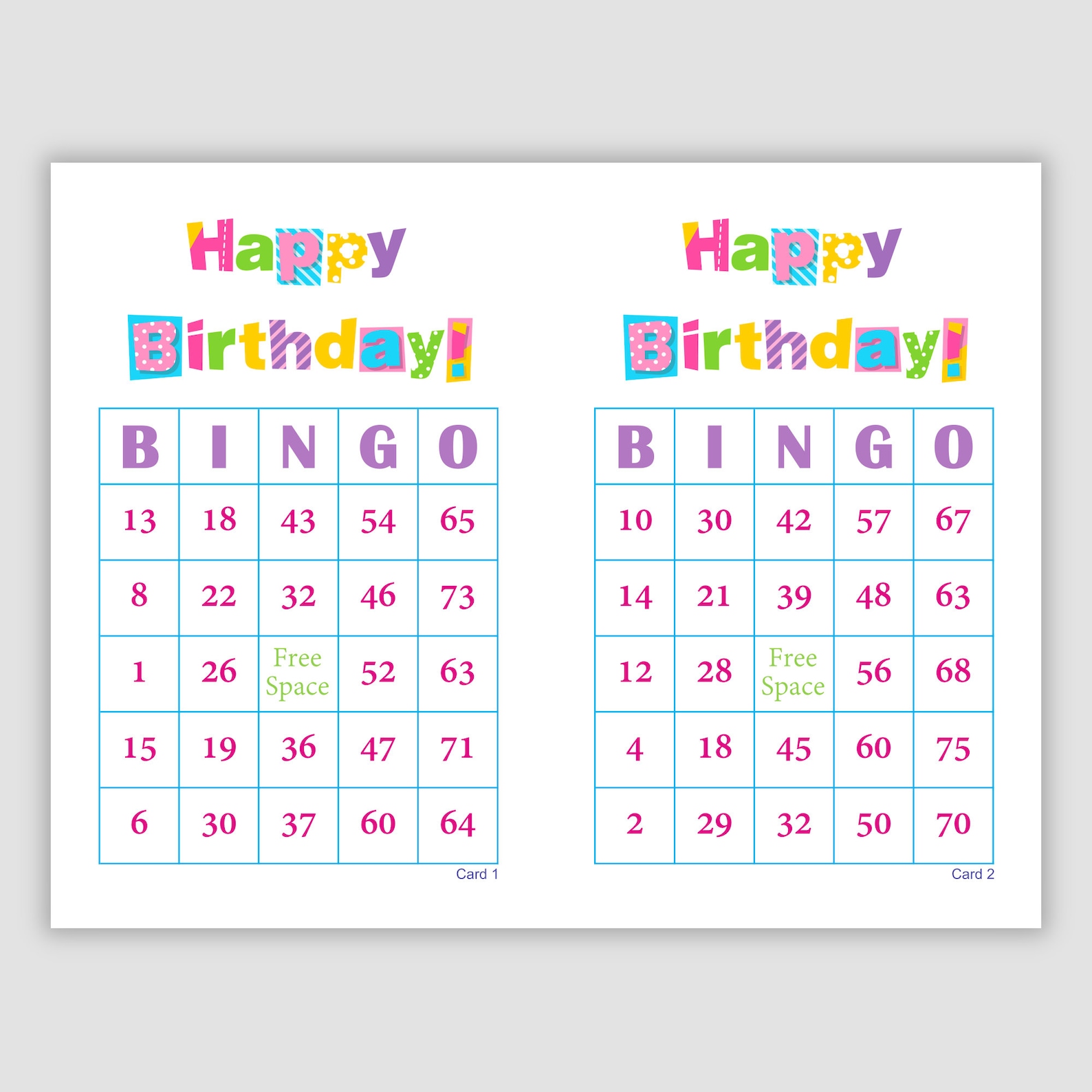 200 Birthday Bingo Cards Pdf Download, 75 Call, Instant Printable Fun ...