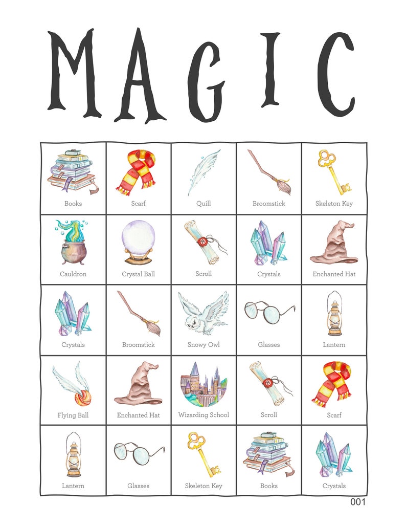 100 MAGIC Picture Bingo Cards Pdf Download 75 Call 1 and 2 - Etsy