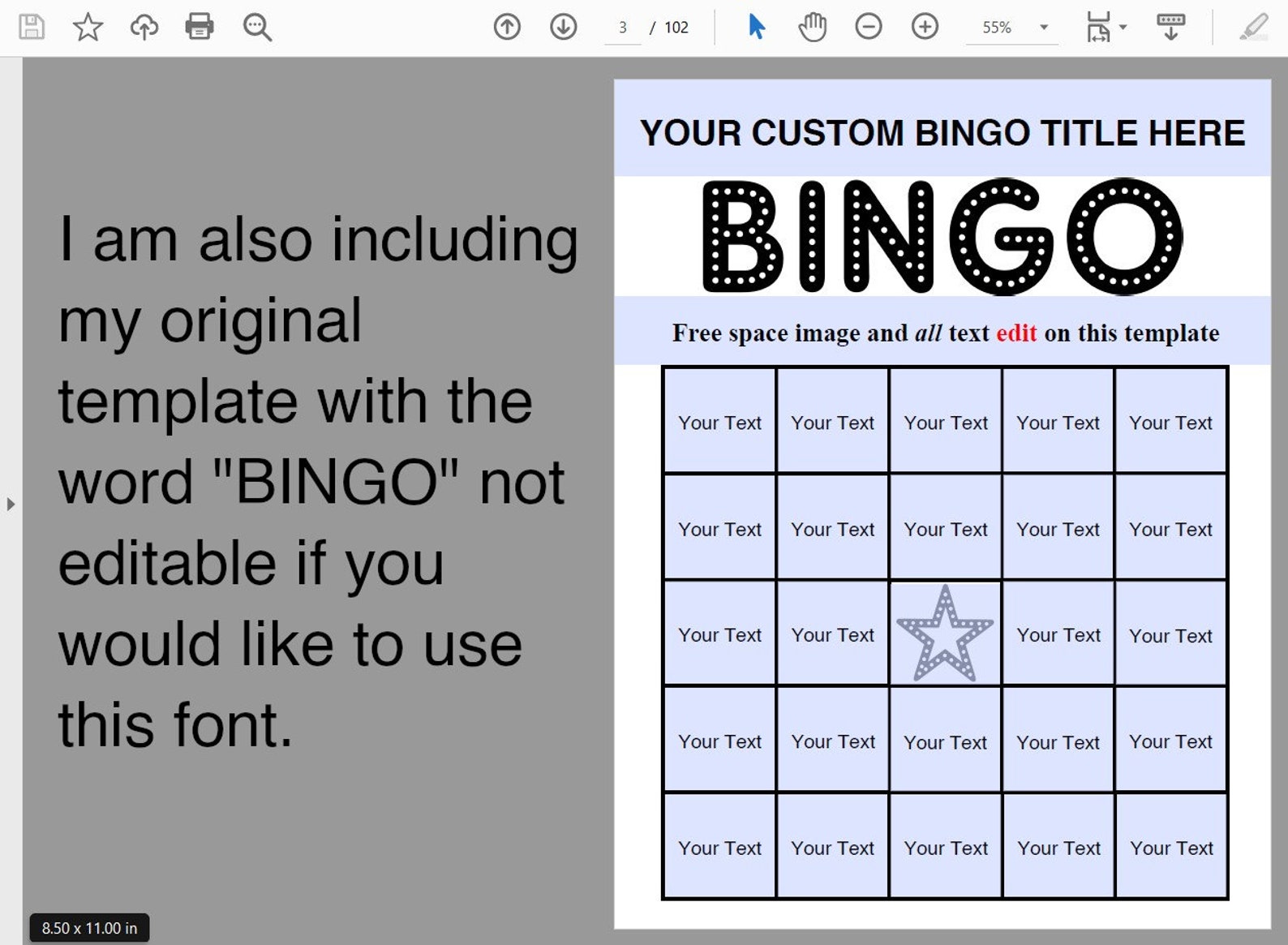 100 Card Editable Bingo Template, 48 Call, Instant Pdf Download, All ...