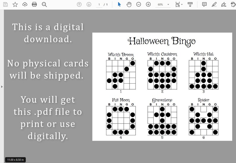 6 Halloween Bingo Patterns Program Flyer, Instant Printable Pdf ...
