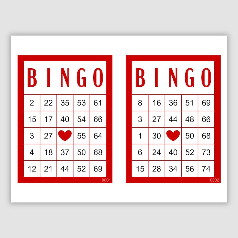 1000 Valentine's Day Bingo Cards Pdf Download, 1, 2, and 4 per Page ...