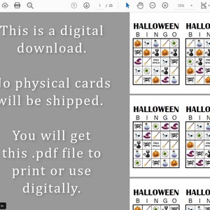 50 Halloween Picture Bingo Cards Pdf Download, 1 and 2 per Page ...