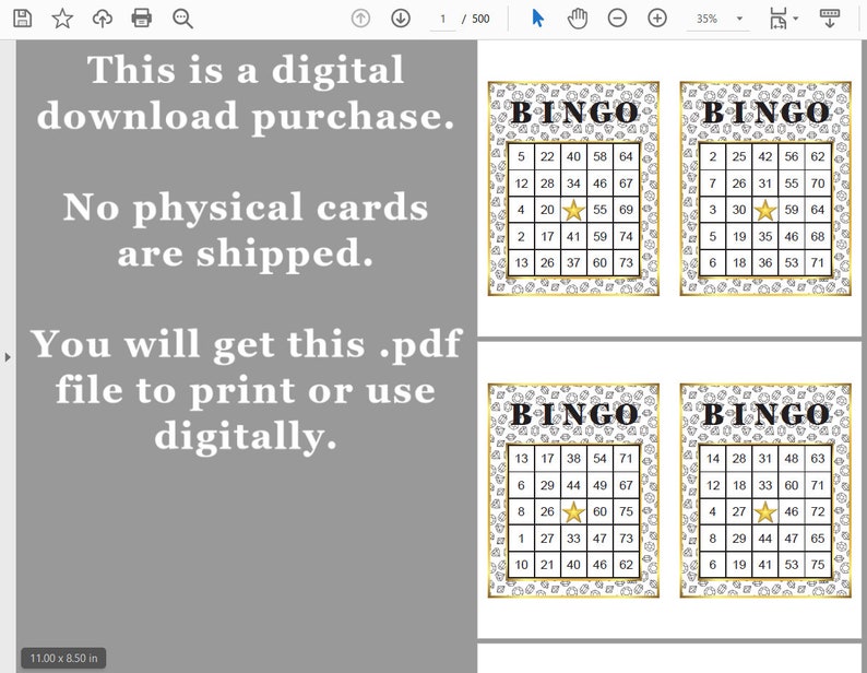 1000 Bingo Cards Pdf Download, 1, 2, and 4 per Page, Instant Printable ...