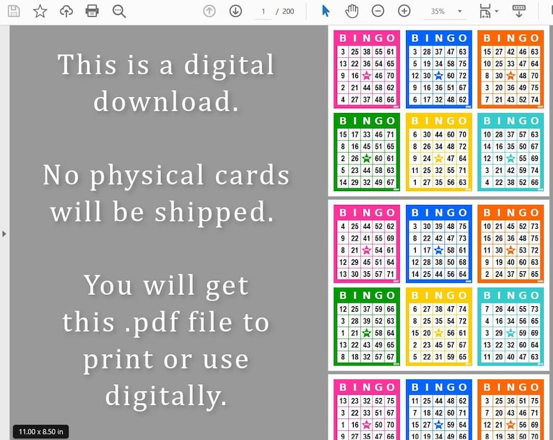 1200 Bingo Cards Pdf Download, 1, 2, 4, and 6 per Page, Instant ...