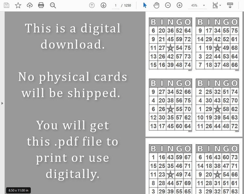 5000 Bingo Cards Pdf Download, 1, 2, and 4 per Page, Large Print ...