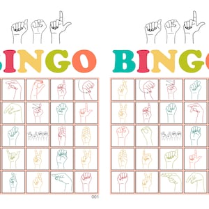 100 ASL Bingo Cards Prints 1 and 2 per Page Instant Pdf | Etsy