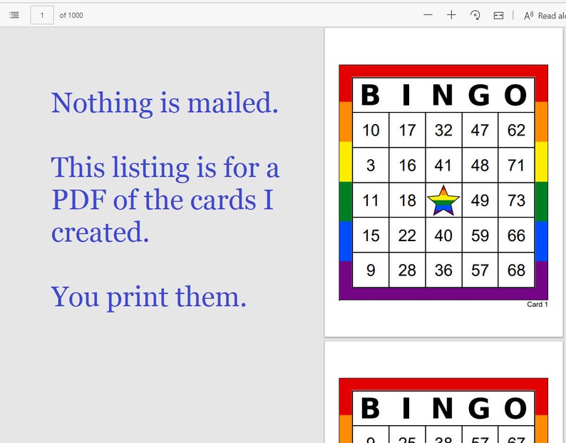 1000 Rainbow Bingo Cards Pdf Download 1 2 4 and 6 per - Etsy