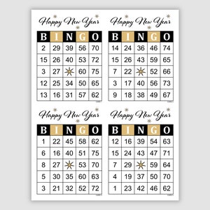 500 Happy New Year Bingo Cards Pdf Download, 1, 2, and 4 per Page ...