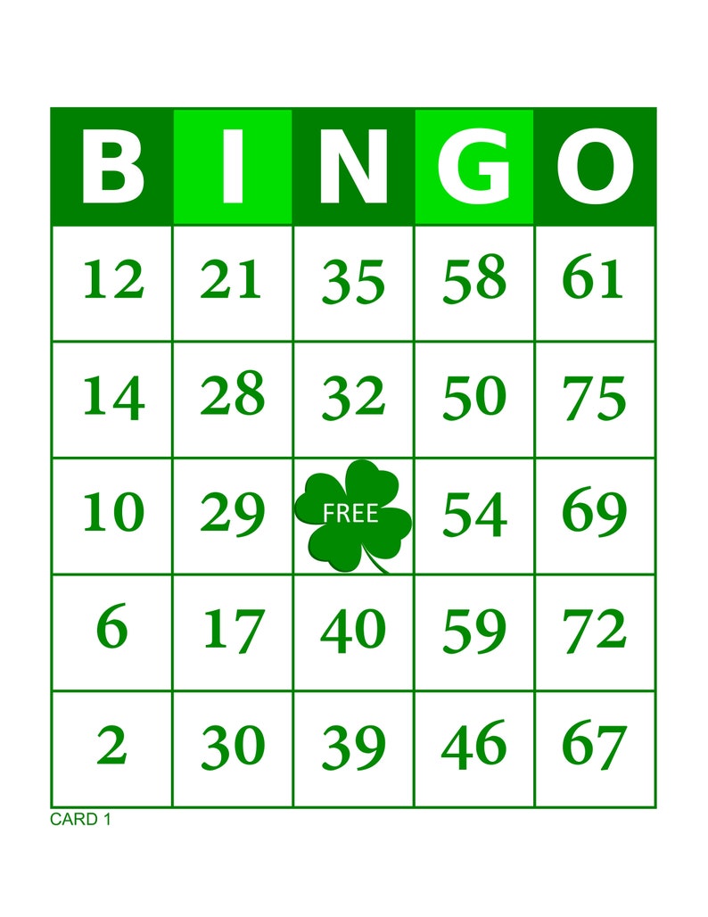 200 St. Patrick's Day Bingo Cards 1 2 and 4 per Page - Etsy
