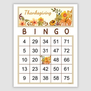 1000 Thanksgiving Bingo Cards, 1, 2, and 4 per Page, Pdf Download ...
