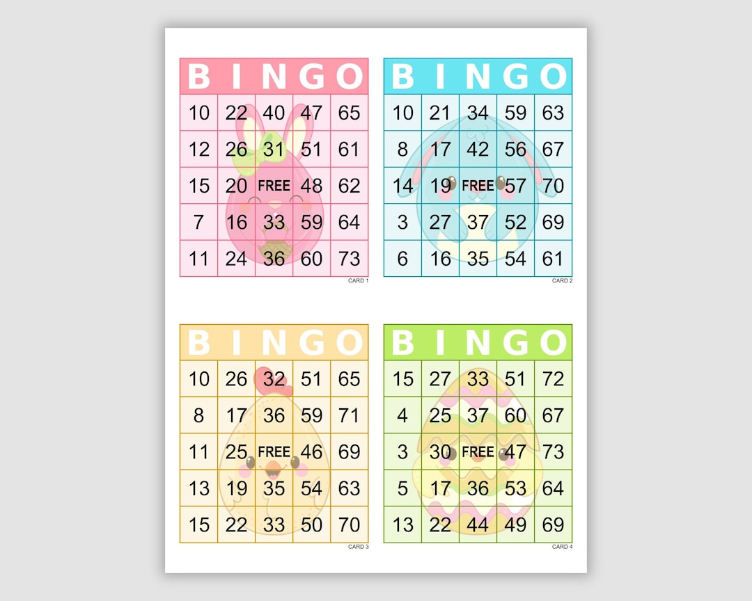 100 Easter Bingo Cards Pdf Download, 1, 2, and 4 per Page, Instant ...