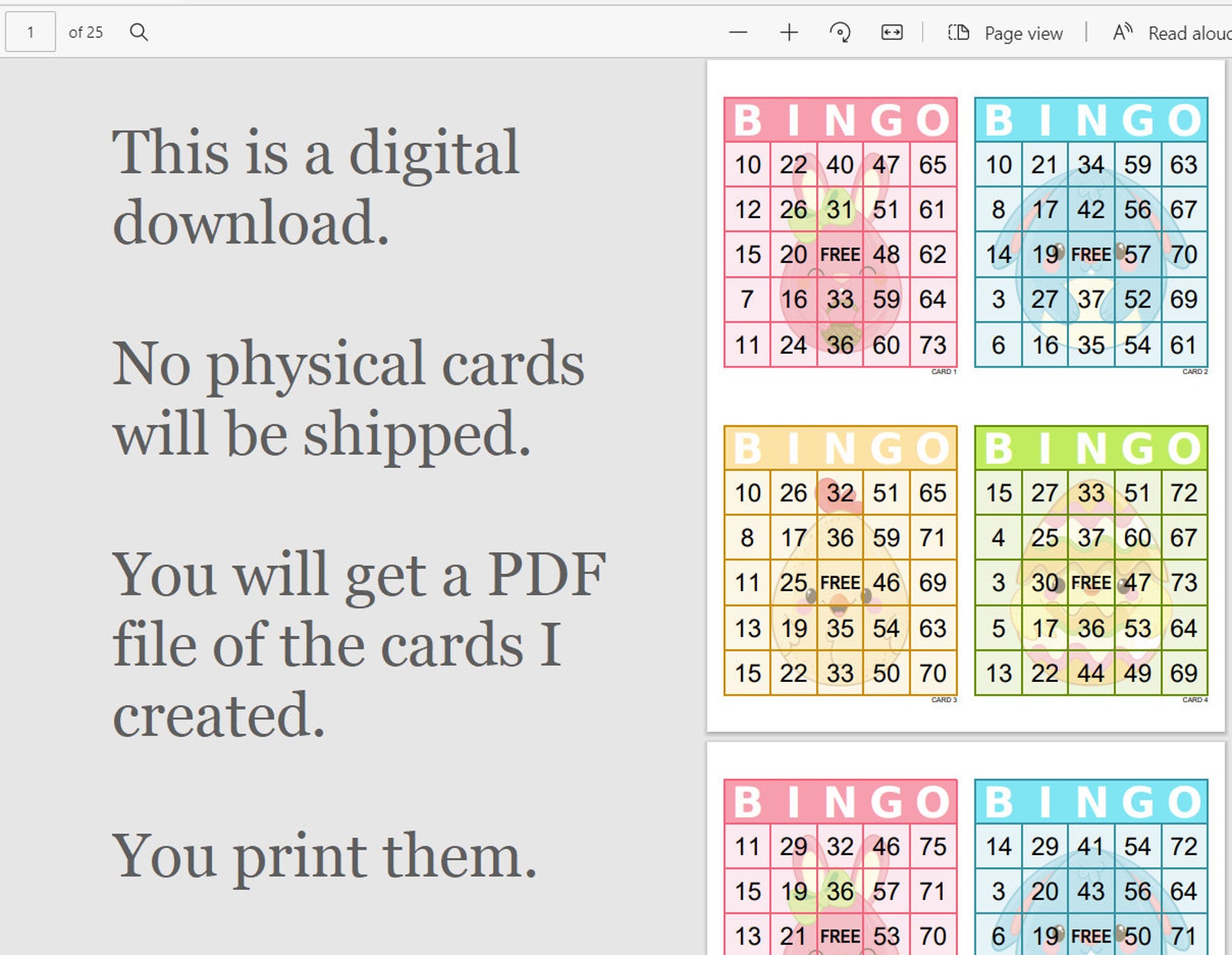 100 Easter Bingo Cards Pdf Download 1 2 and 4 per Page - Etsy