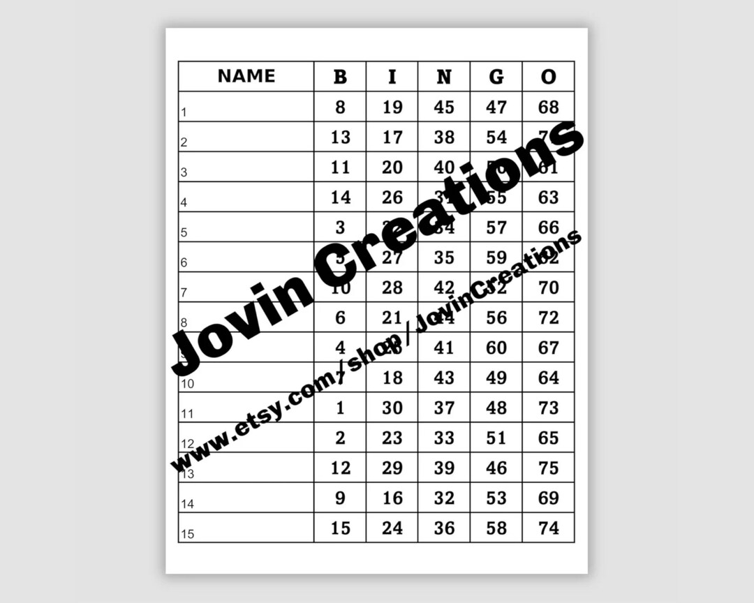 6 Bingo Boards Bundle Plus 1 Blank, Instant Printable Pdf Download - Etsy