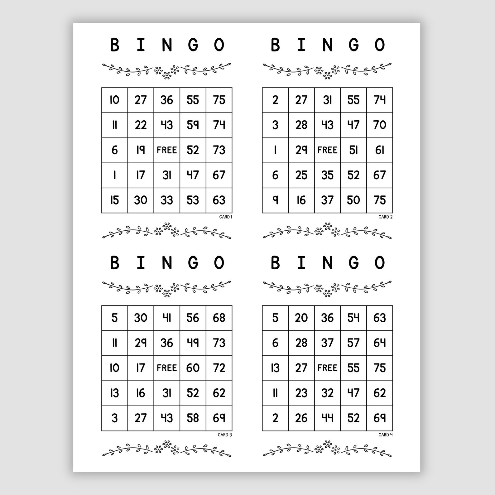 1000 Printable Bingo Cards Pdf Download, 1, 2, and 4 per Page, Instant ...