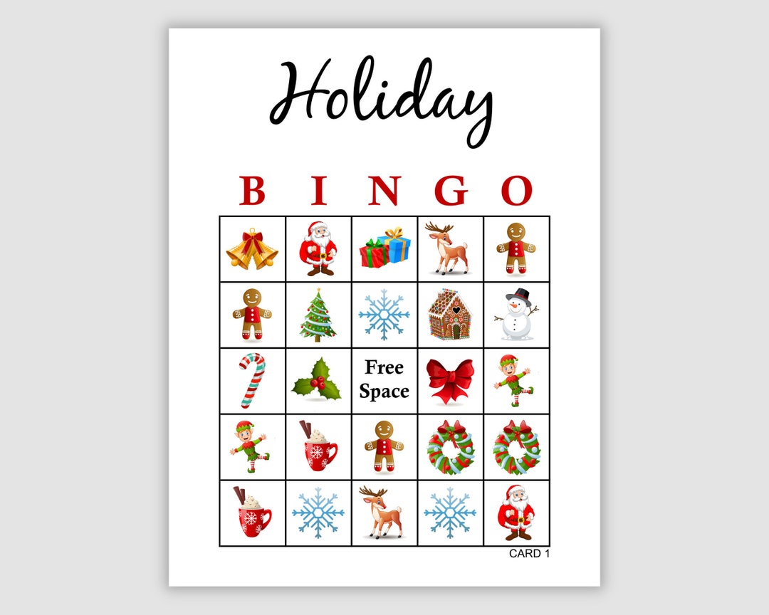 200 Holiday Bingo Cards Pdf Download, 75 Call, 1 and 2 per Page ...