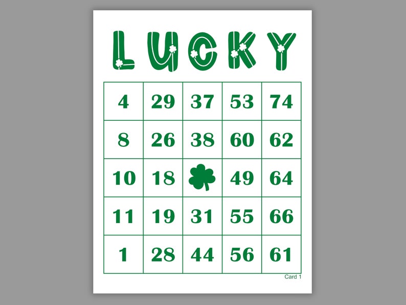 1000 LUCKY Bingo Cards 1 2 and 4 per Page Instant - Etsy