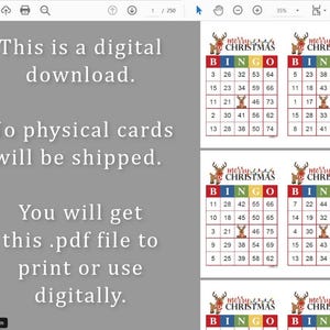 500 Christmas Bingo Cards, 1, 2, and 4 per Page, Reindeer Fun Printable ...