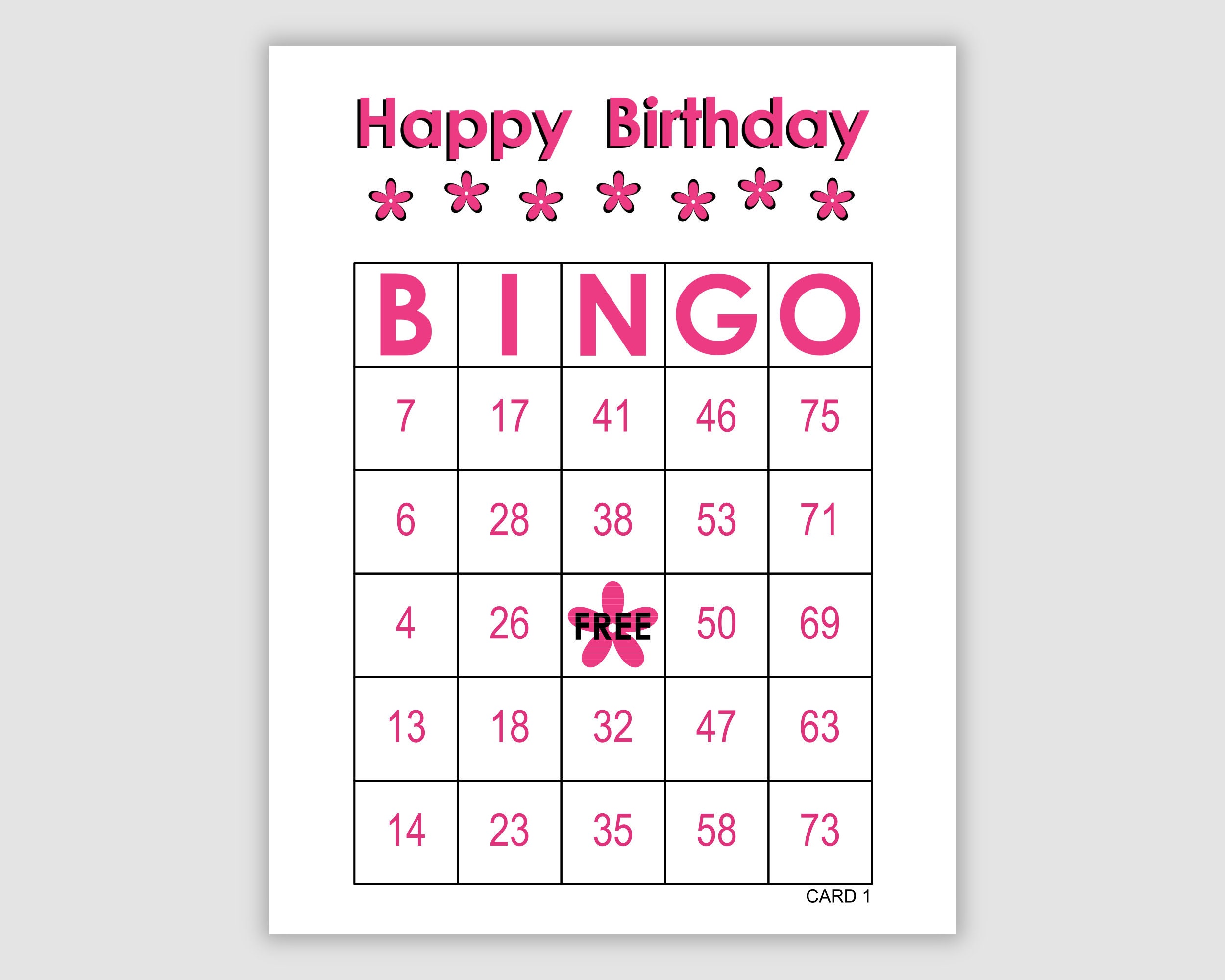 100 Birthday Bingo Cards Pdf Download, 1 per Page, 75 Call, Instant ...