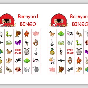 100 Barnyard Animal Picture Bingo Cards Prints 1 per Page - Etsy