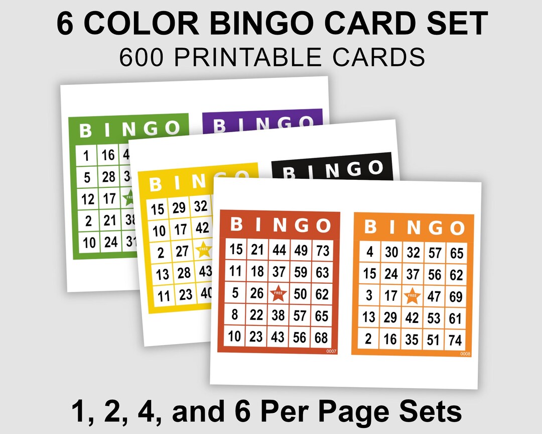 600 Bingo Cards Pdf Download, 1, 2, 4, and 6 per Page, Instant ...