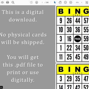 1400 Jumbo Bingo Cards Pdf Download, 1 per Page, 7 Colors, Instant ...