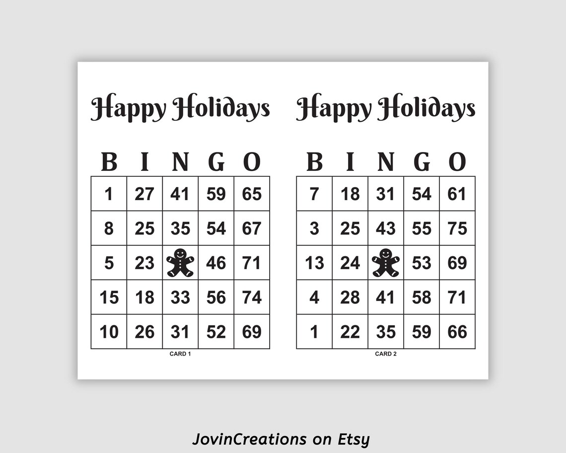 1000 Printable Holiday Bingo Cards, 1 and 2 per Page Instant Pdf ...