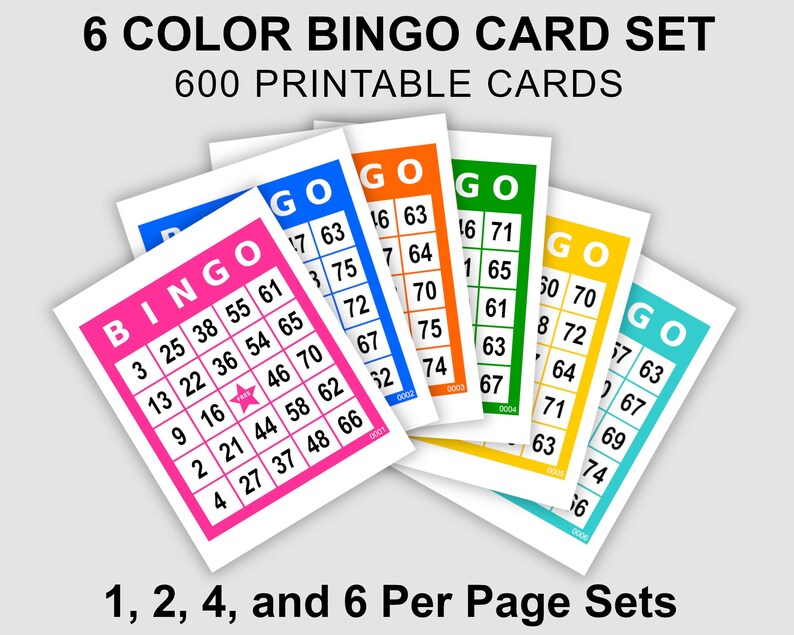 600 Bingo Cards Pdf Download, 1, 2, 4, and 6 per Page, Instant ...