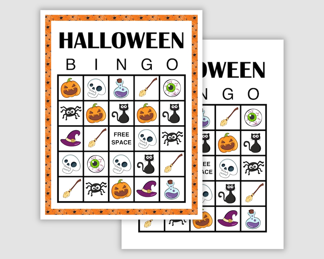 50 Halloween Picture Bingo Cards Pdf Download, 1 and 2 per Page ...